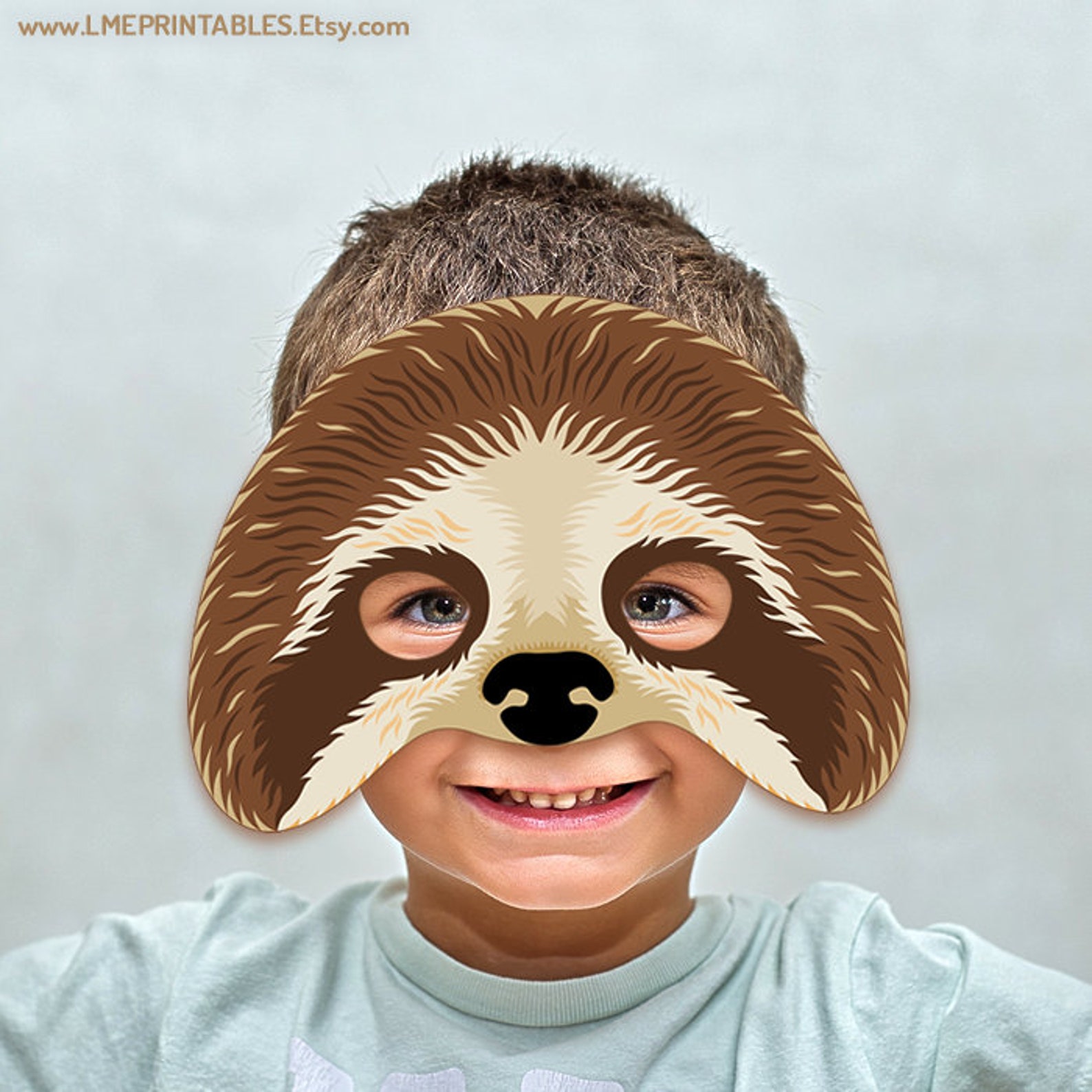 Sloth Mask Printable Costume Animal Masks Party Booth Prop | Etsy