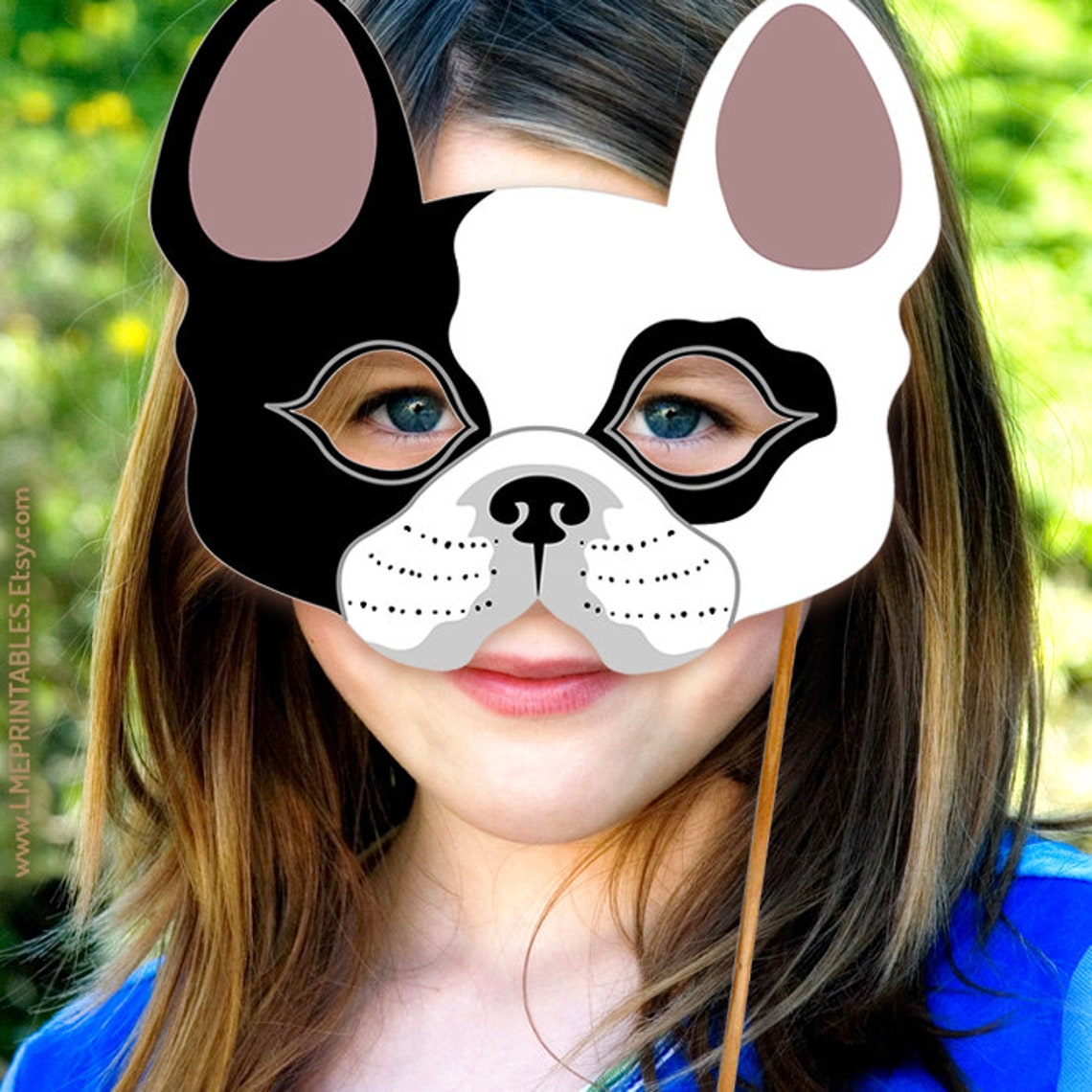 Dog Mask Printable French Bulldog Boston Terrier Halloween Costume ...