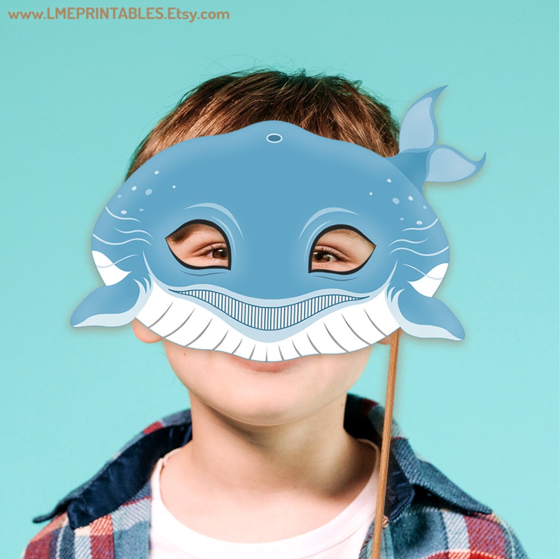 Whale Mask Printable Halloween Costume Blue Whale Pool Party - Etsy