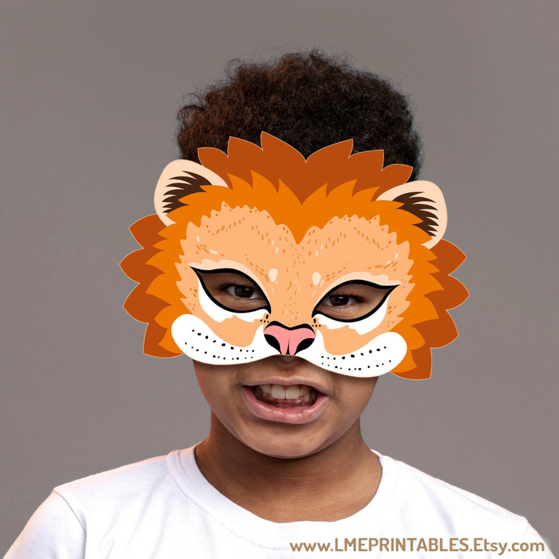 Lion Mask Printable Animal Costume Safari Party Favor Adult Kid Lion ...