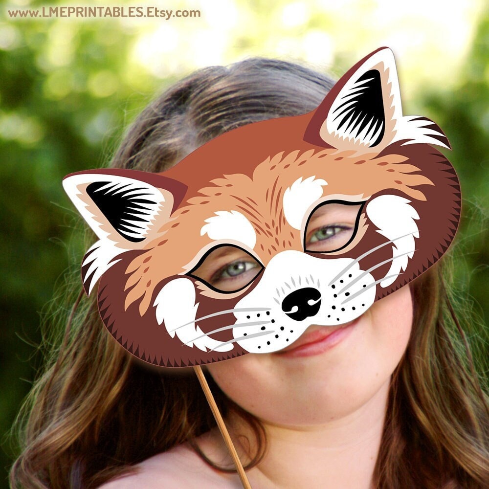 Red Panda Mask Printable Carnival Costume Asian Animal Paper Mask Party ...