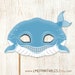 Whale Mask Printable Halloween Costume Blue Whale Pool Party Paper ...