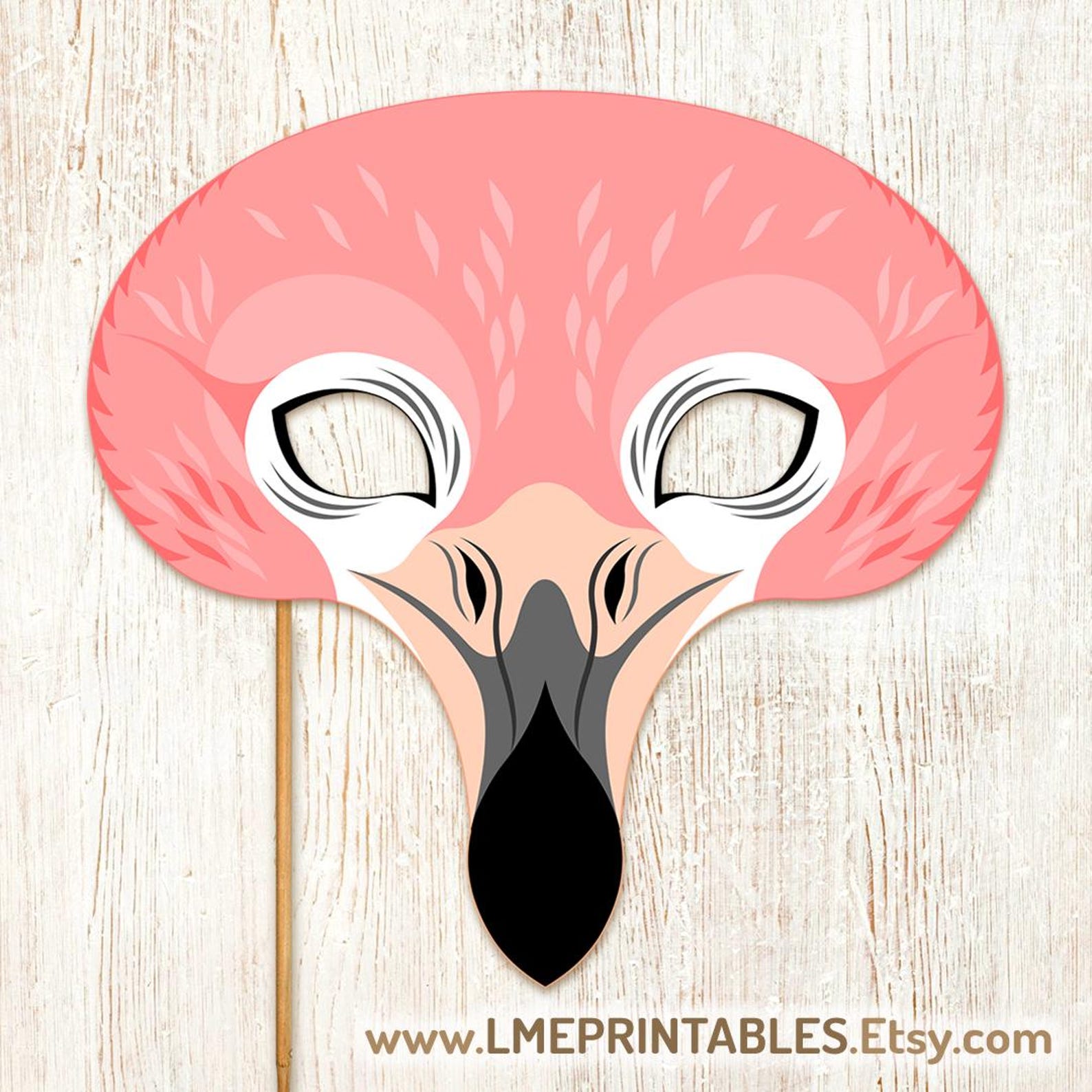 Flamingo Mask Printable Bird Animal Costume Pink Halloween Birthday ...