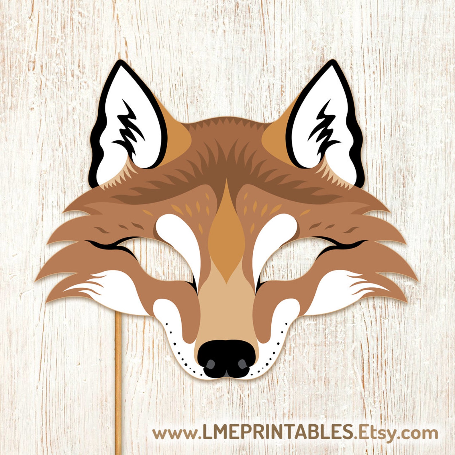 Brown Wolf Mask Printable Halloween Costume Woodland Carnival Party ...