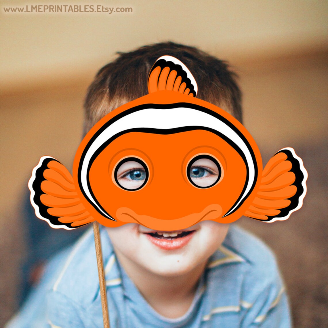 Clownfish Printable Mask Halloween Costume Clown Fish Orange Pattern ...