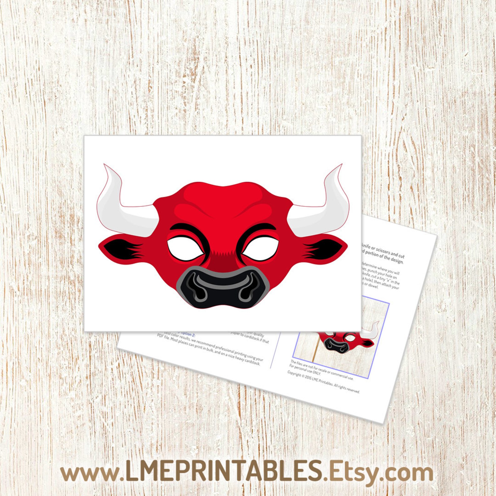 Red Bull Mask Printable Ox Buffalo Costume Halloween Animal Farm Cow ...