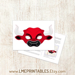 Red Bull Mask Printable Ox Buffalo Carnival Paper Costume Halloween ...