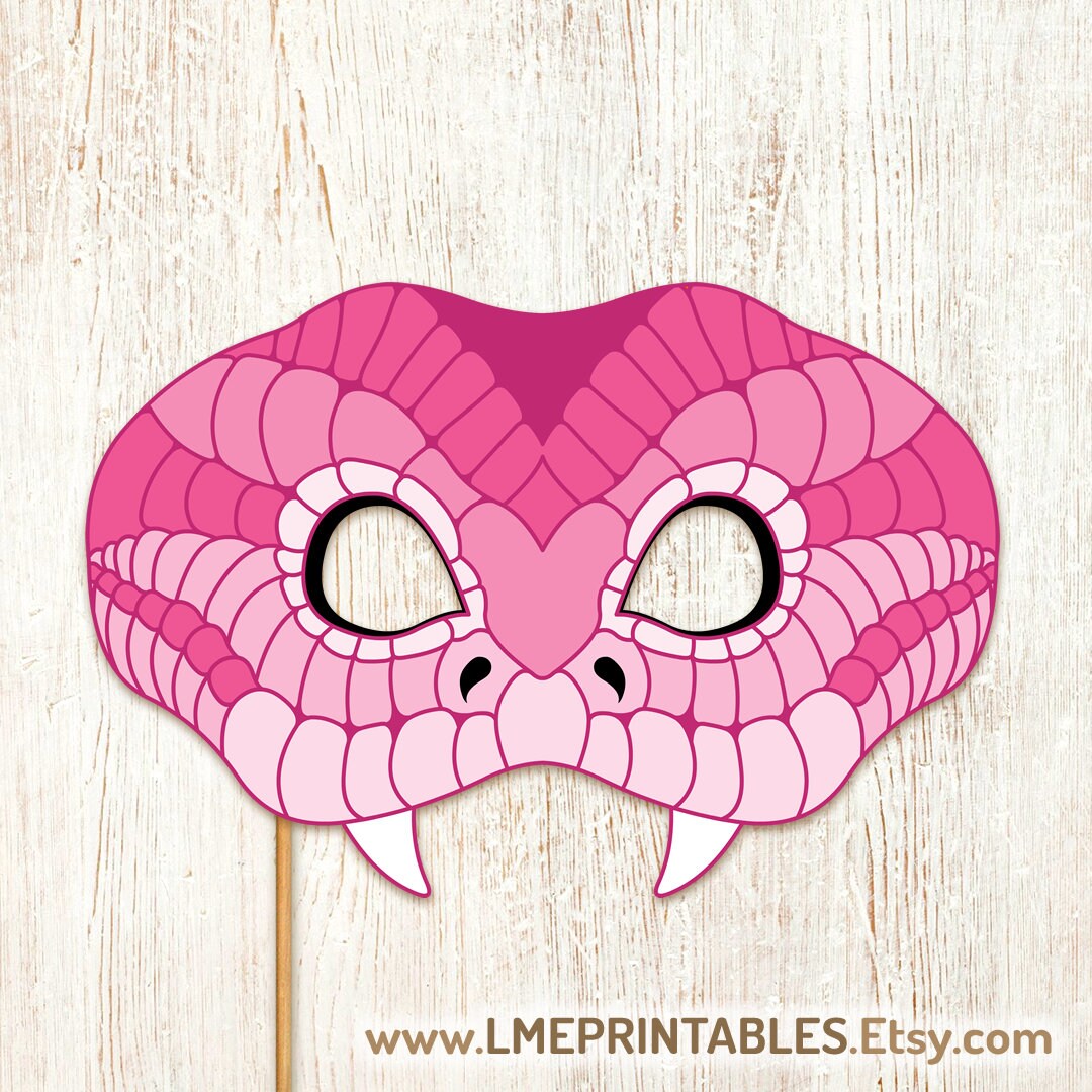 Pink Snake Printable Mask Halloween DIY Costume Reptile Lizard Animal ...