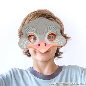 Ostrich Mask Printable Halloween Costume Animal Bird Emu Paper Craft ...