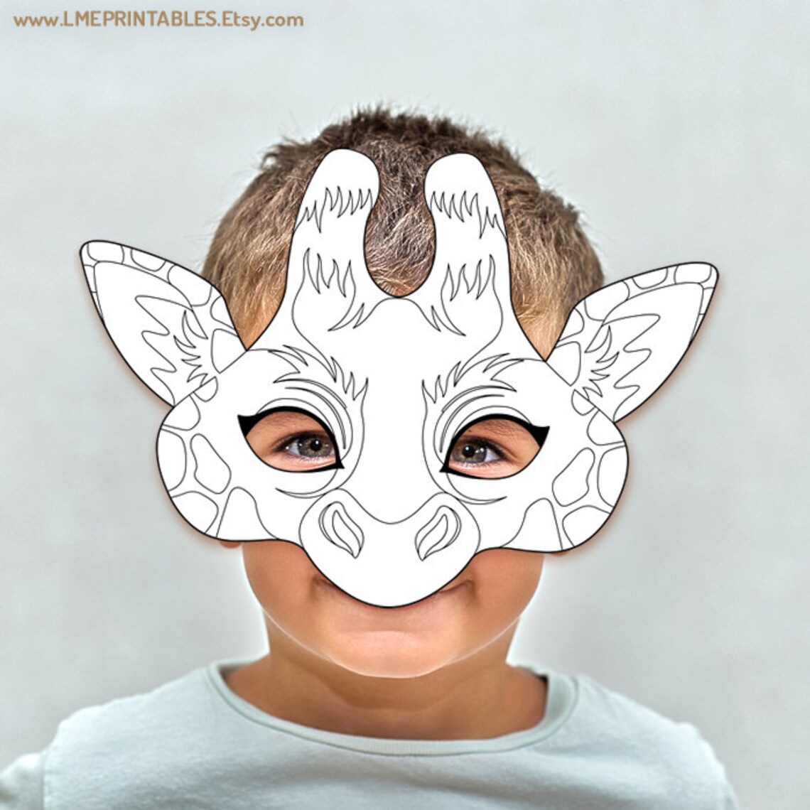 Giraffe Coloring Mask Printable Halloween Costume DIY Safari Jungle ...
