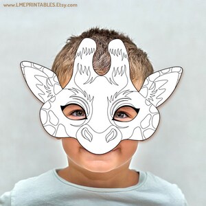 Giraffe Coloring Mask Printable Halloween Costume DIY Safari Jungle ...