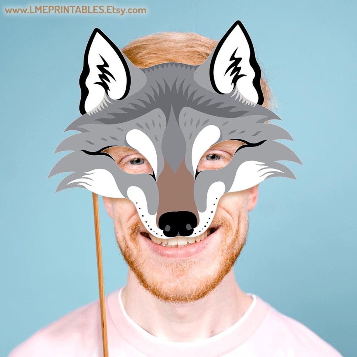 Gray Wolf Mask Printable Costume Woodland Halloween Party Favor Forest ...