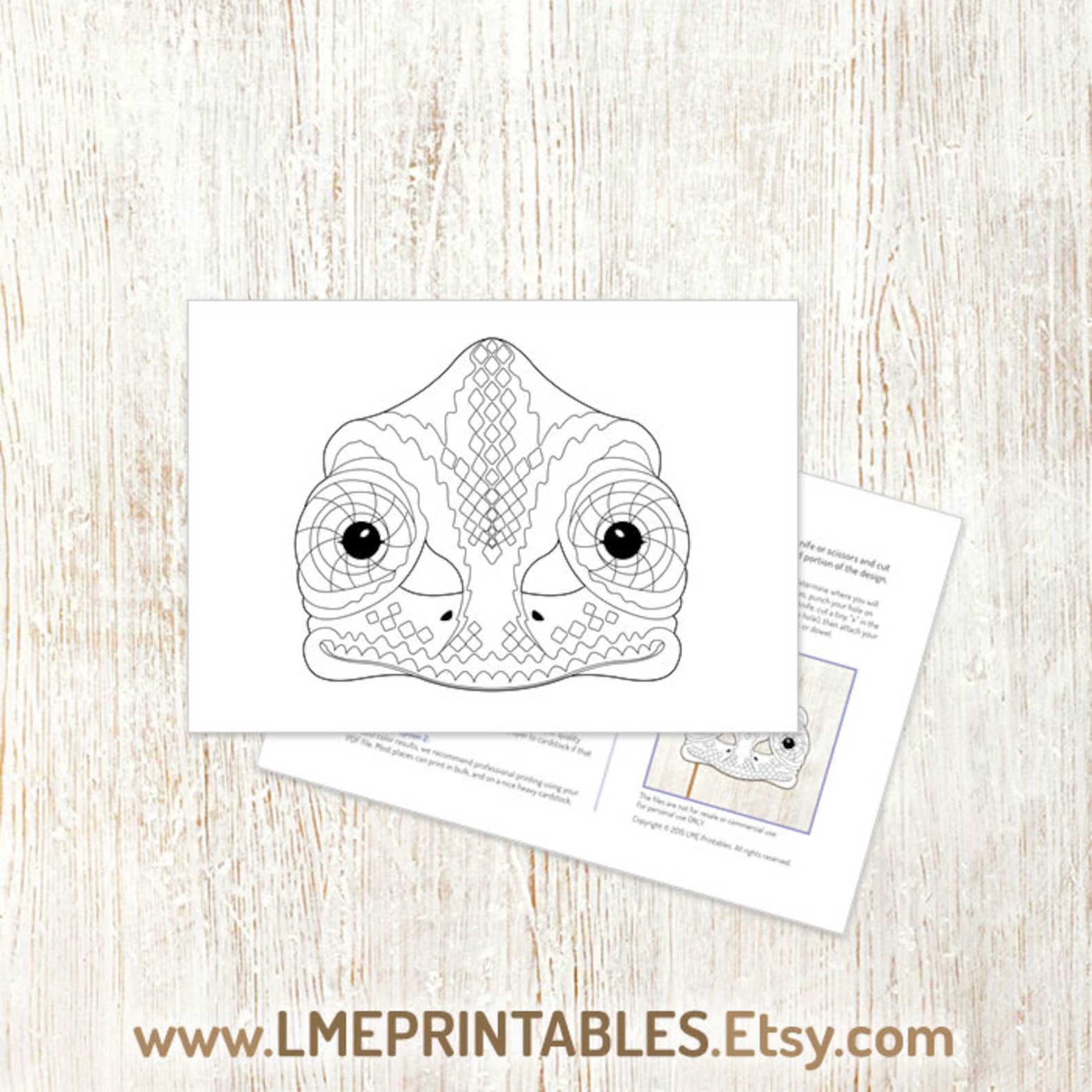 Chameleon Coloring Printable Mask Halloween Costume Reptile Lizard ...