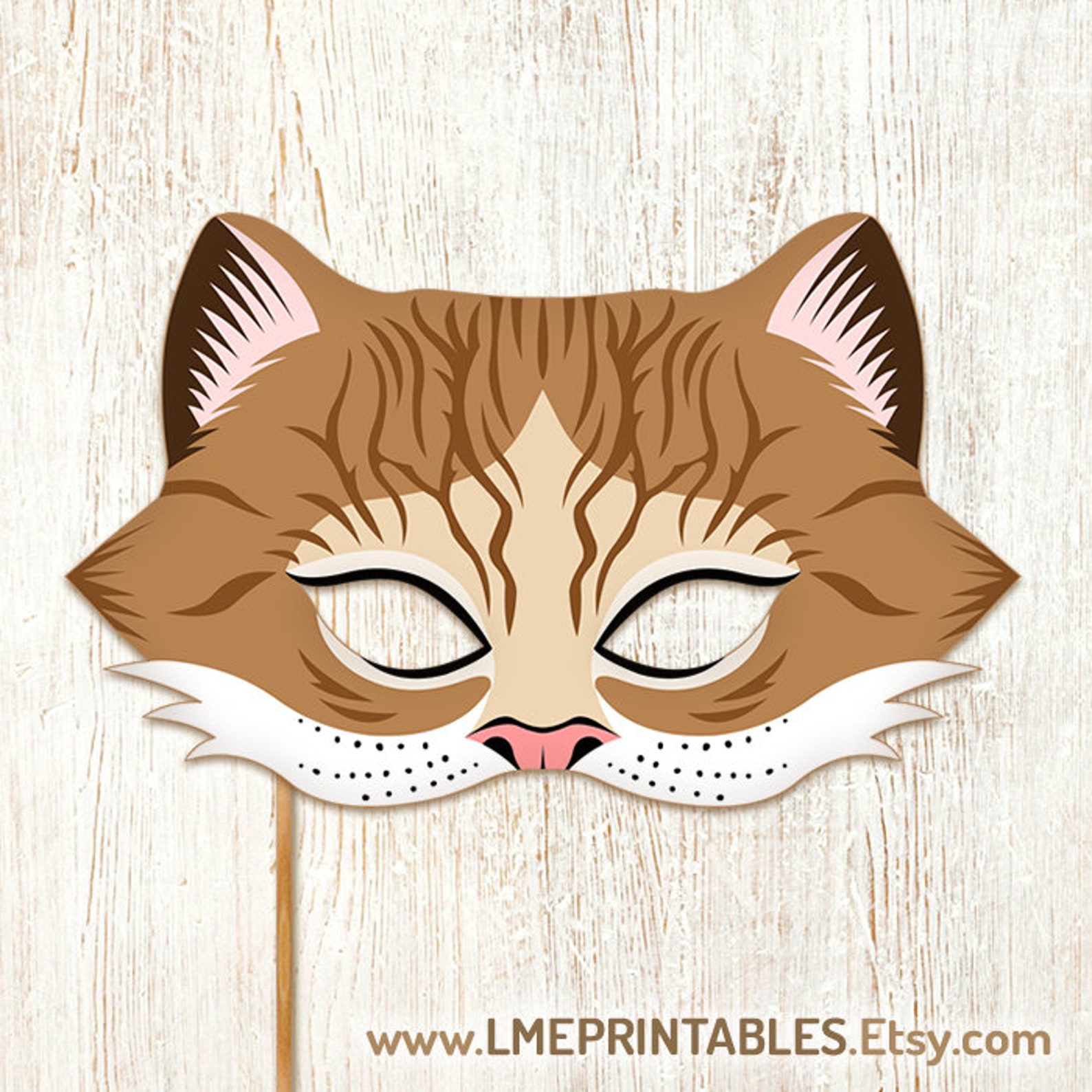 Tabby Cat Mask Printable Costume Halloween Party Favor Cute Face Kitten ...