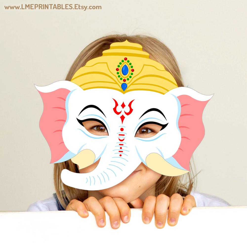 Ganesha Mask Printable Lord God Hindu Costume Ancient India School ...
