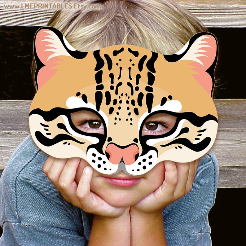 Ocelot Mask Printable Leopard Animal Halloween Costume Kid Adult Party ...