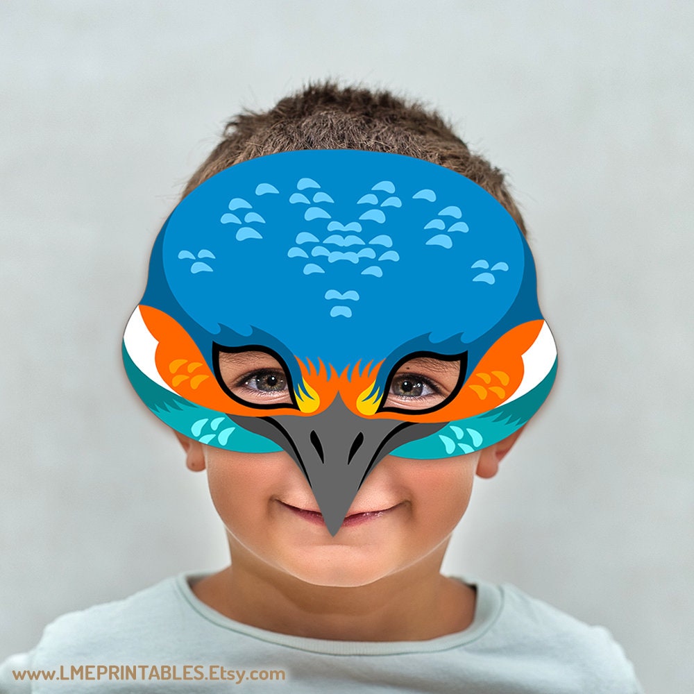 Kingfisher Bird Mask Printable Animal Masks Halloween Costume PDF Paper ...