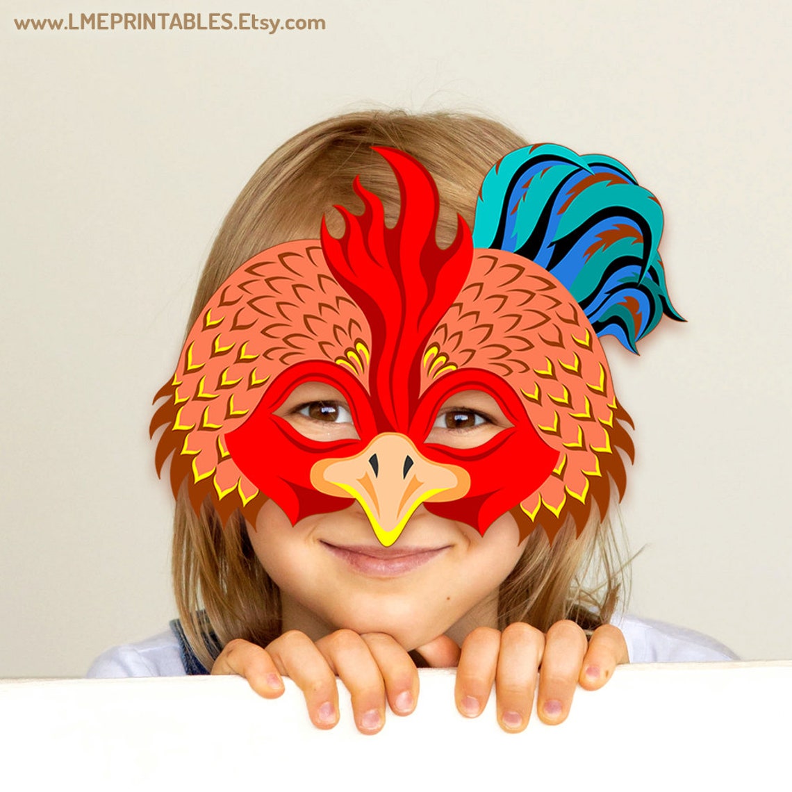 Rooster Mask Printable Halloween Costume Chicken Farm Animal - Etsy