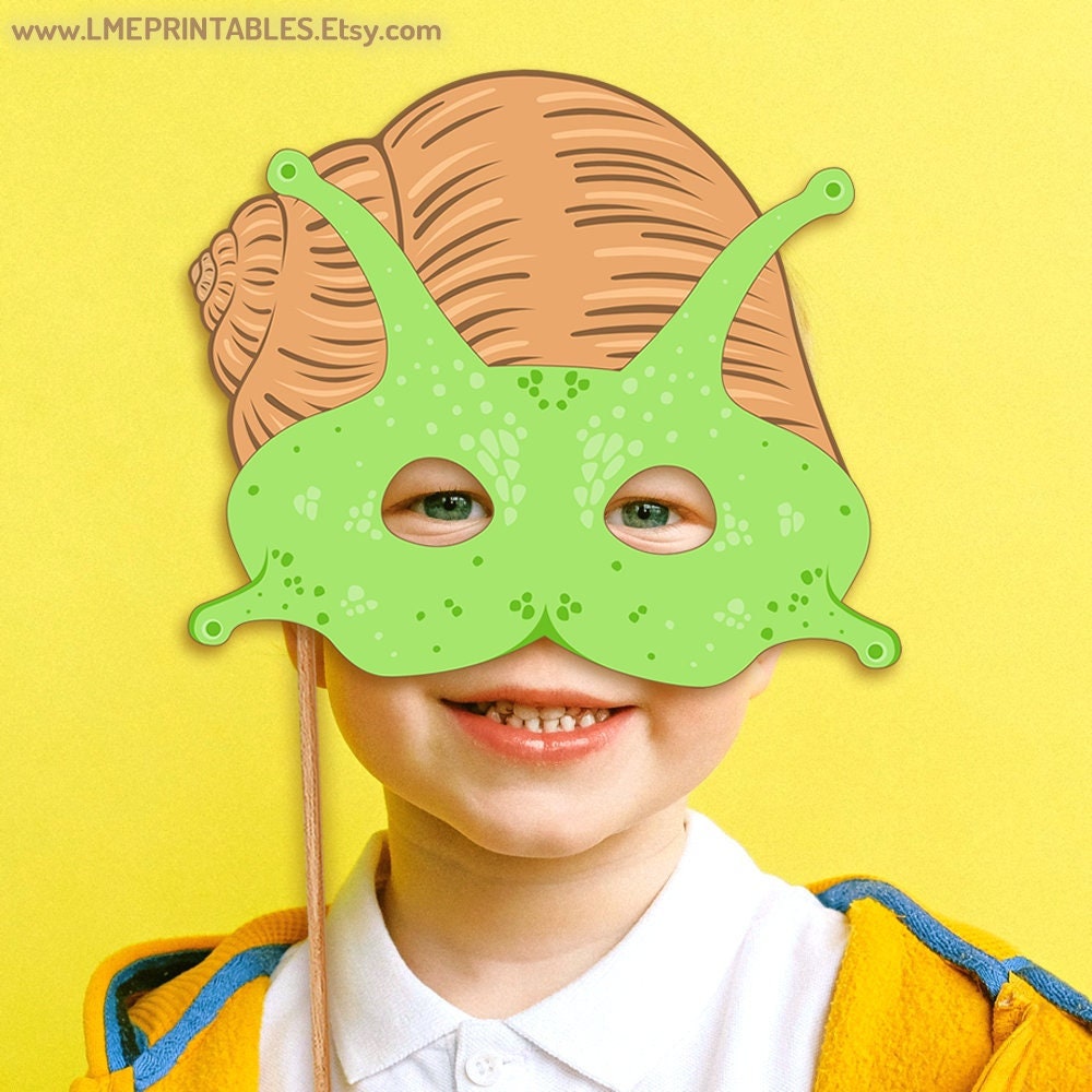 Snail Printable Mask Halloween Costume Animals Shell Masks Party Garden ...