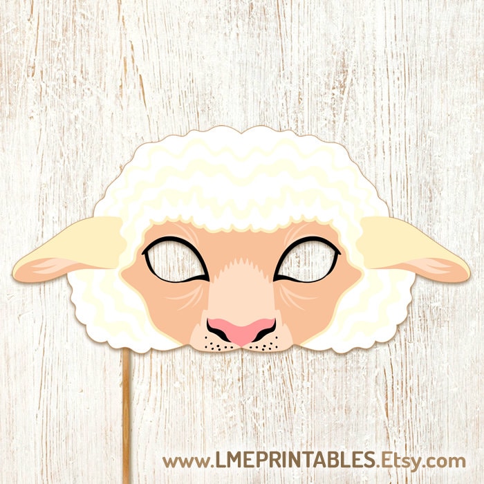 Sheep Printable Mask Halloween Costume White Animal Farm Carnival Lamb ...