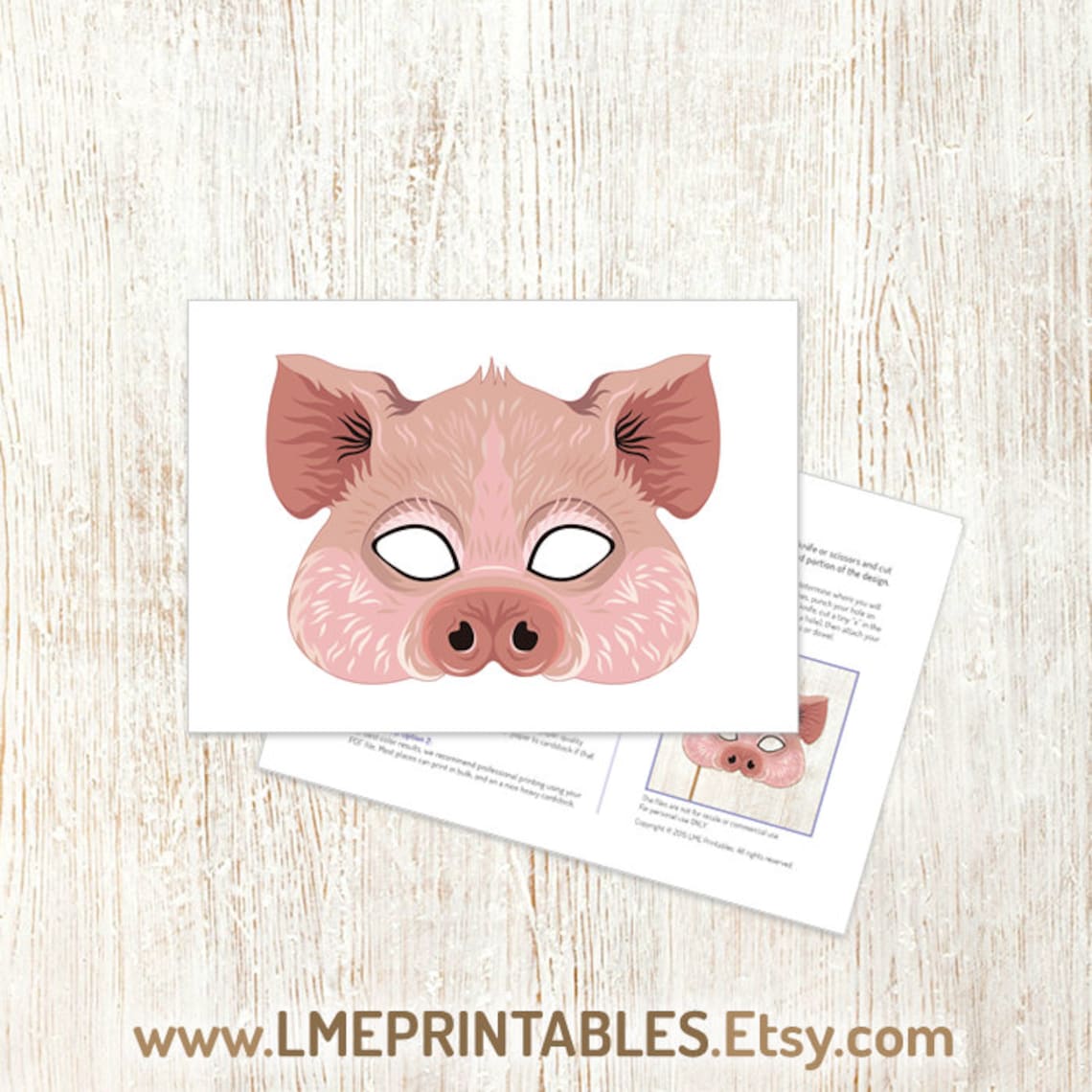 Pig Mask Printable Halloween Costume Funny 3 Little Pigs Animals Farm ...