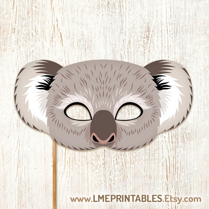 Koala Printable Mask Halloween Costume Kids Adults Gray Bear - Etsy