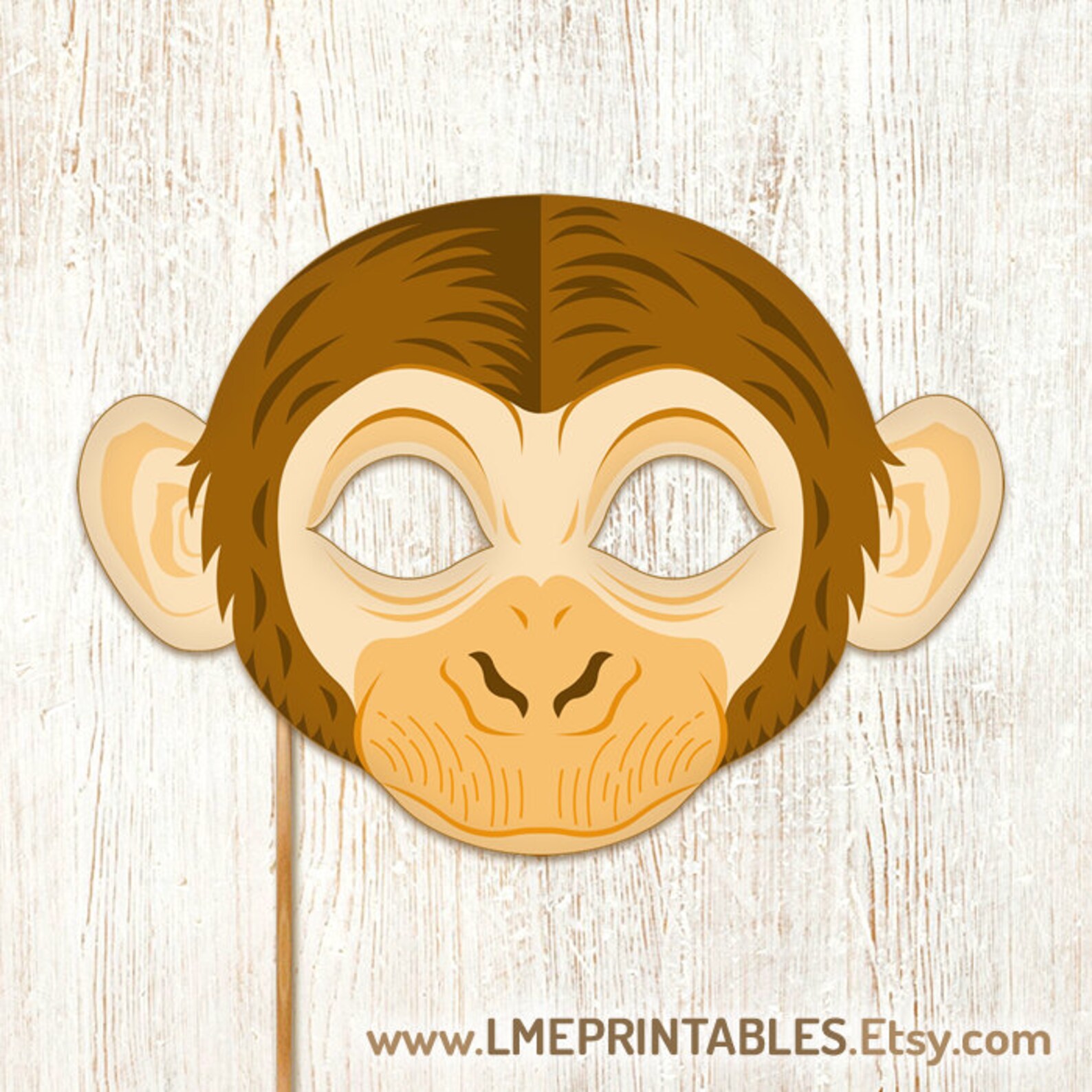 Monkey Mask Printable Animal Chimpanzee Masks Childrens Party | Etsy