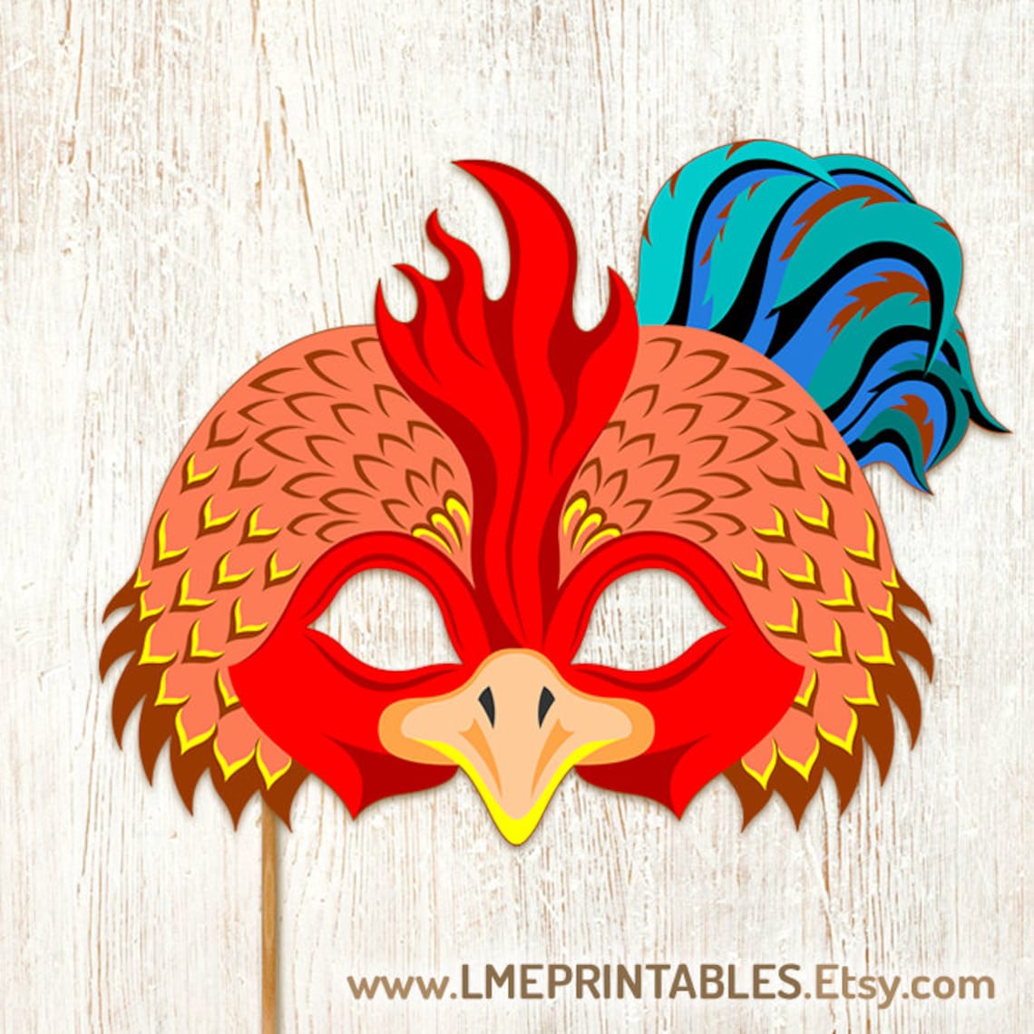 Rooster Mask Printable Halloween Costume Chicken Farm Animal - Etsy