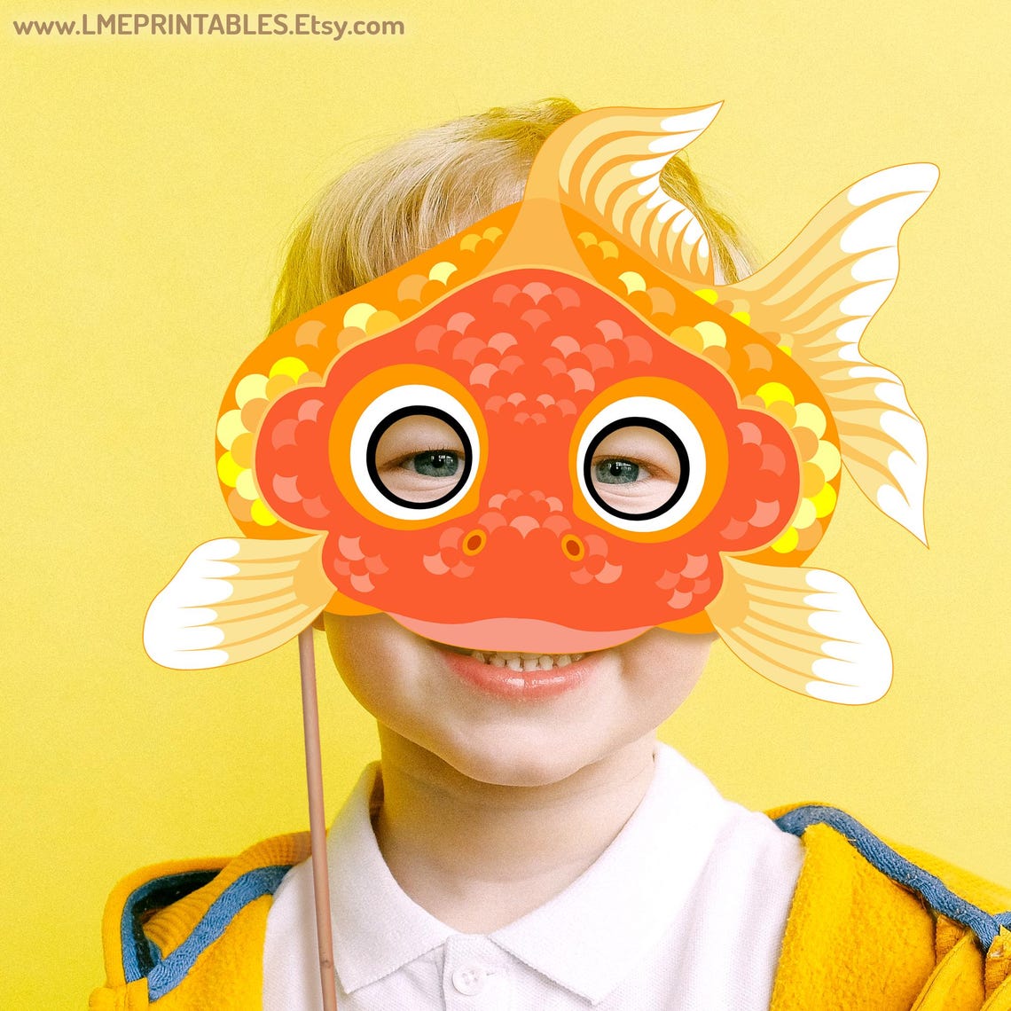 Goldfish Printable Mask Animal Halloween Costume Pool Party Favor Paper ...
