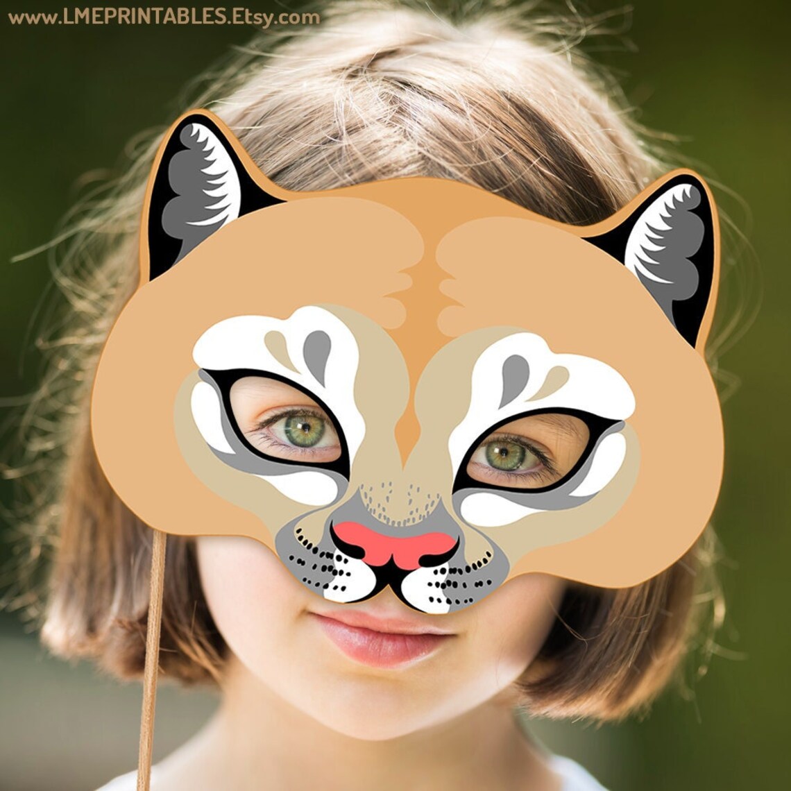 Puma Mask Printable Halloween Mountain Lion Animal Costume Cougar Kid ...