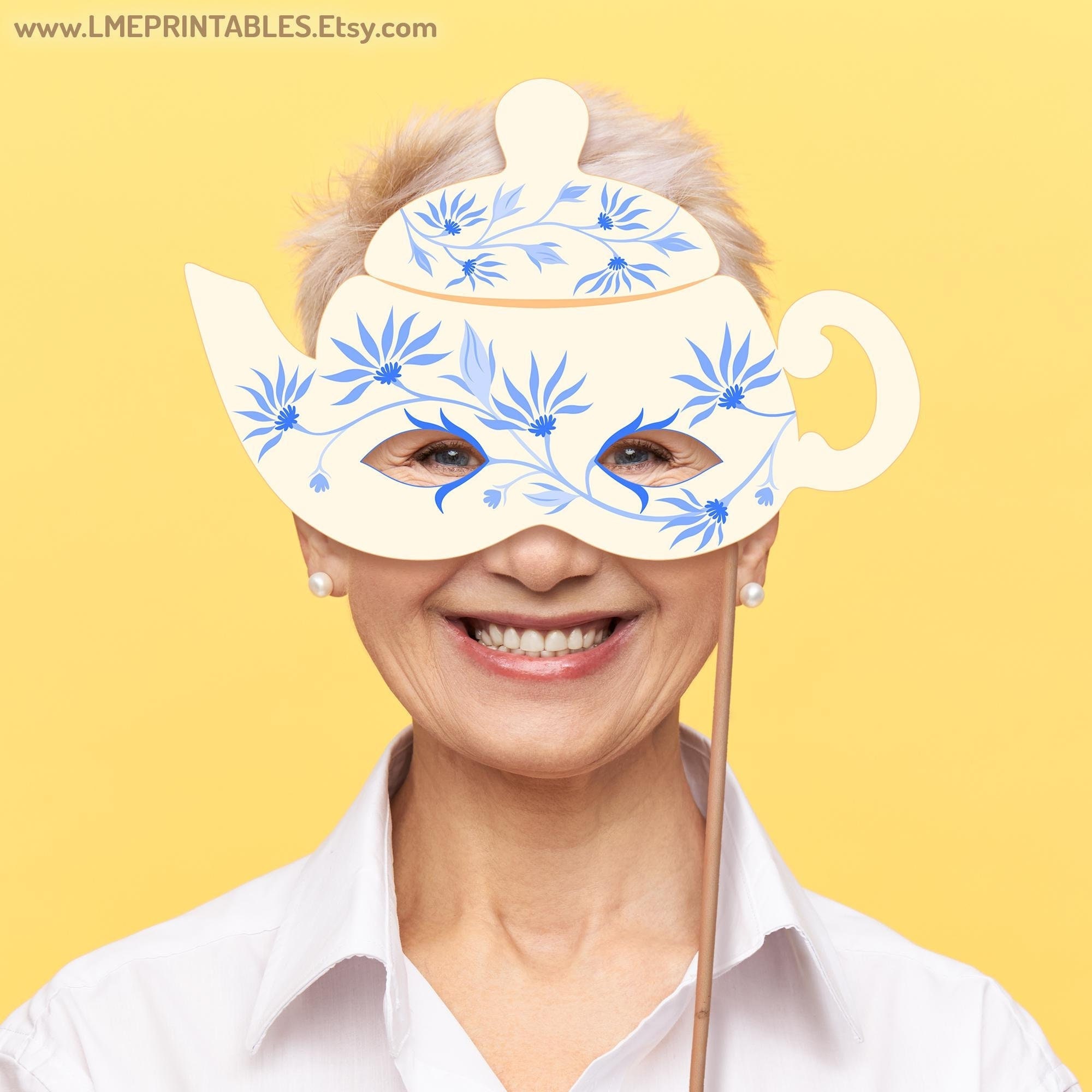 Tea Time Printable Mask Party Favor Teapot Halloween Costume Role Play ...