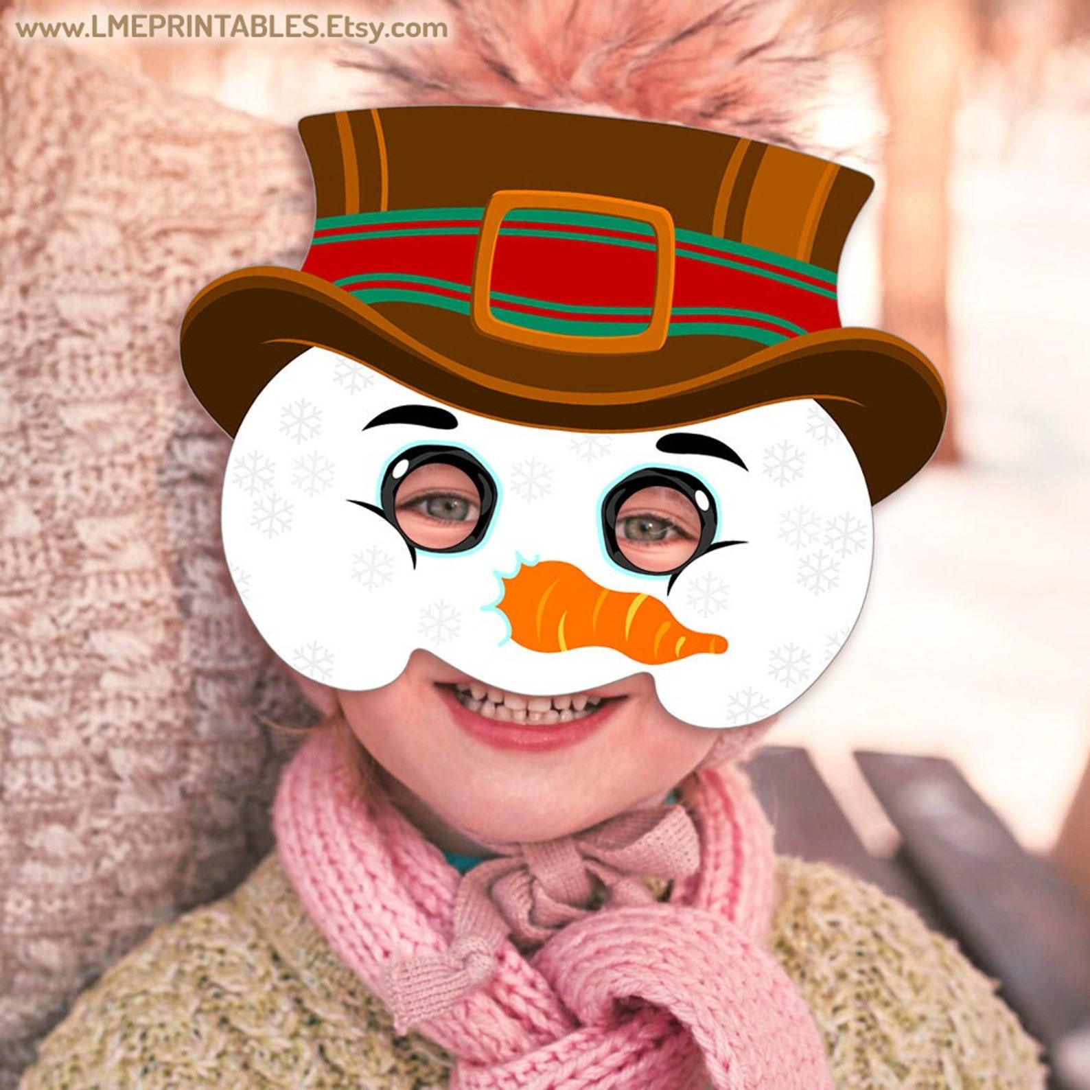 Snowman Mask Printable Halloween Costume Winter Party Snow Man - Etsy