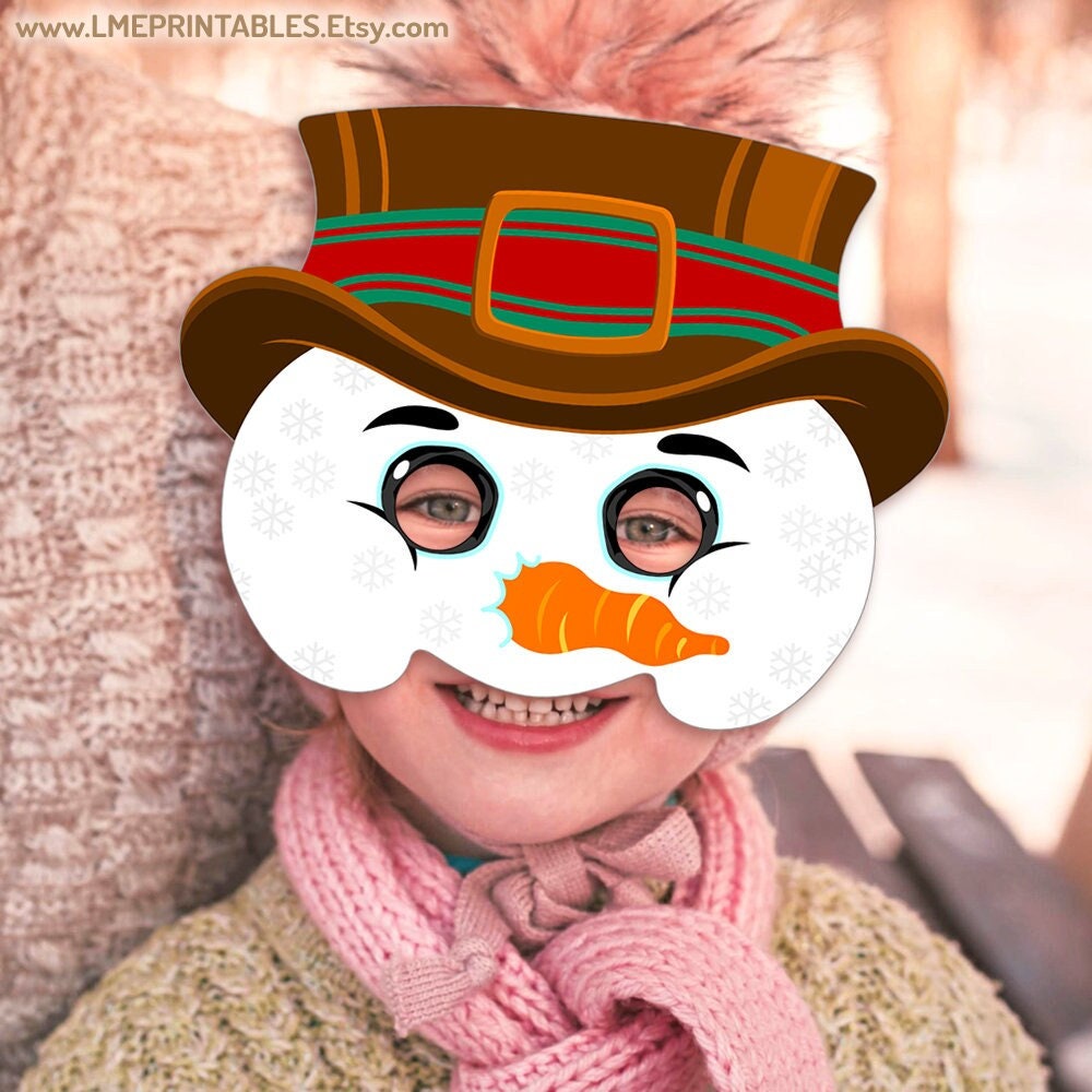 Snowman Mask Printable Halloween Costume Winter Party Snow Man - Etsy