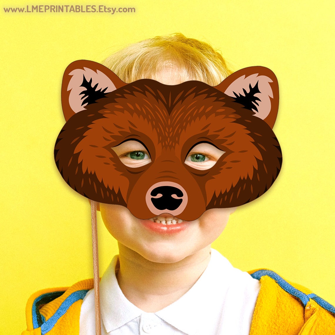 Bear Mask Printable Grizzly Bears Brown Halloween Costume - Etsy