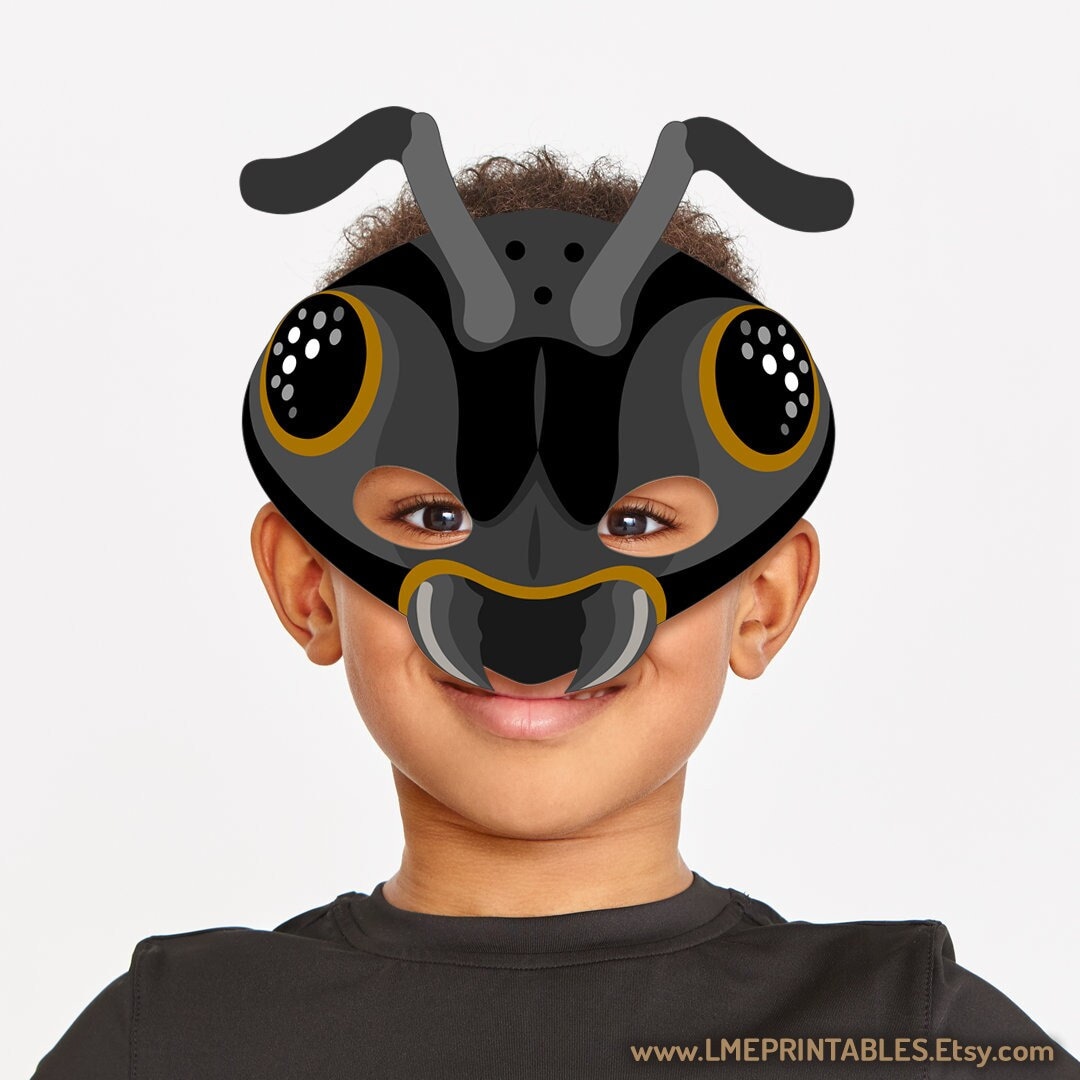 Ant Mask Printable Costume Black Insect Bug Crafts Halloween Activity ...