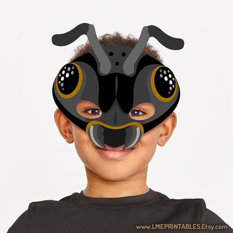 Ant Mask Printable Costume Black Insect Bug Crafts Halloween Activity ...