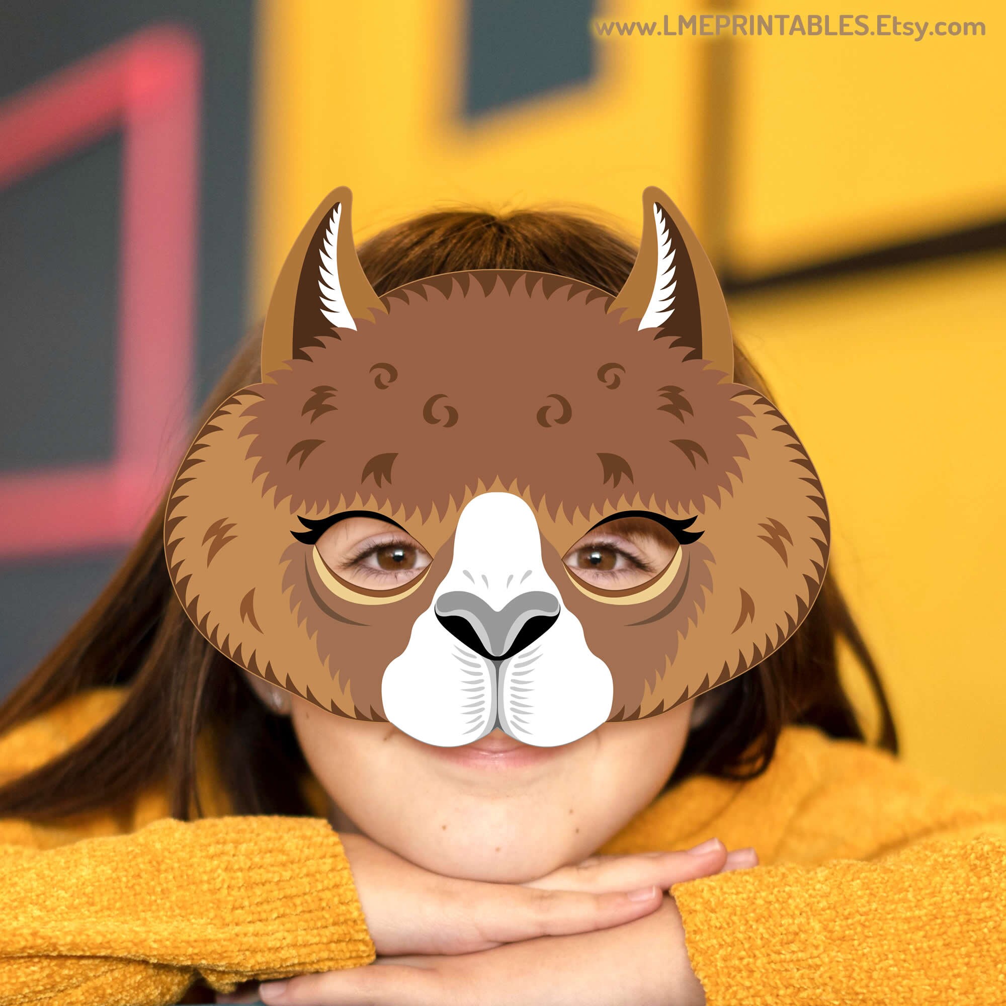 Alpaca Printable Mask Costume Llama Camel Peru Dromedary Animal ...