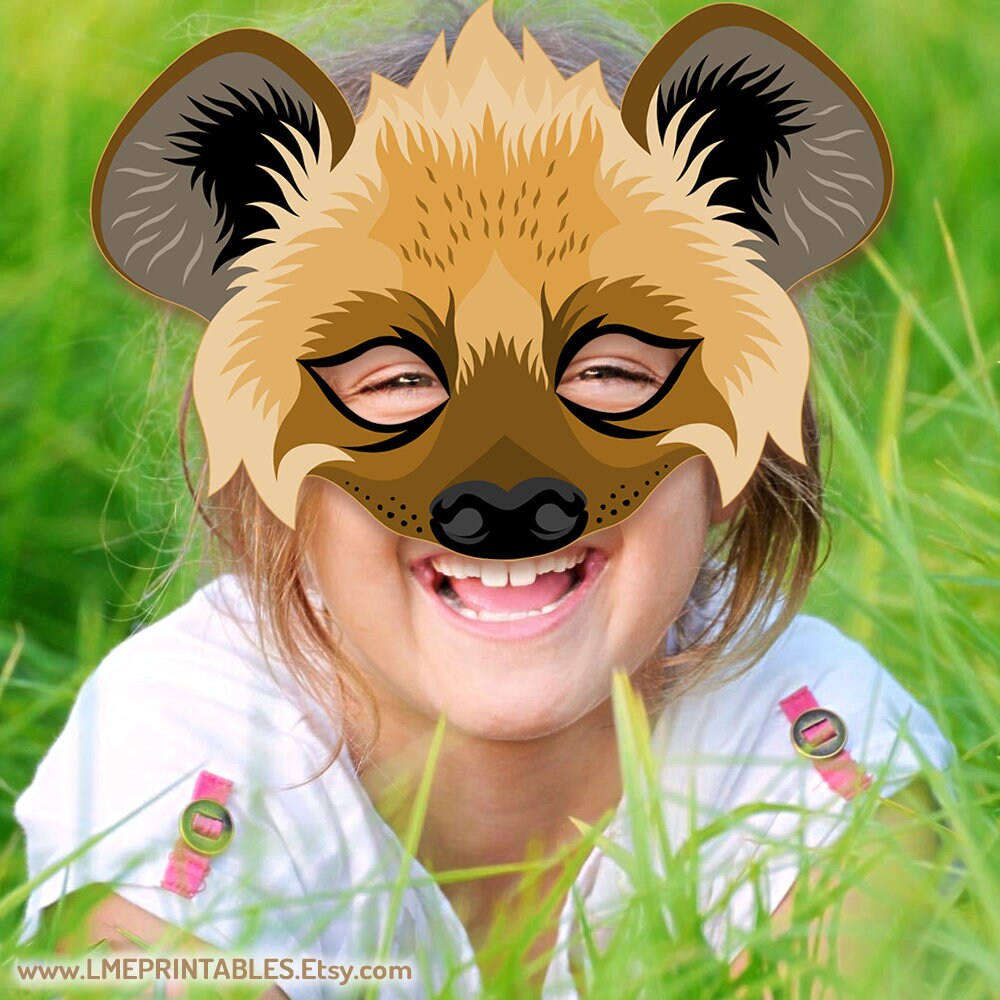 Hyena Mask Printable Animal Masks Halloween Costume Safari Funny Party ...