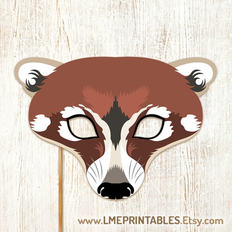 Coati Mask Printable Costume South American Animal Craft Party Favor ...