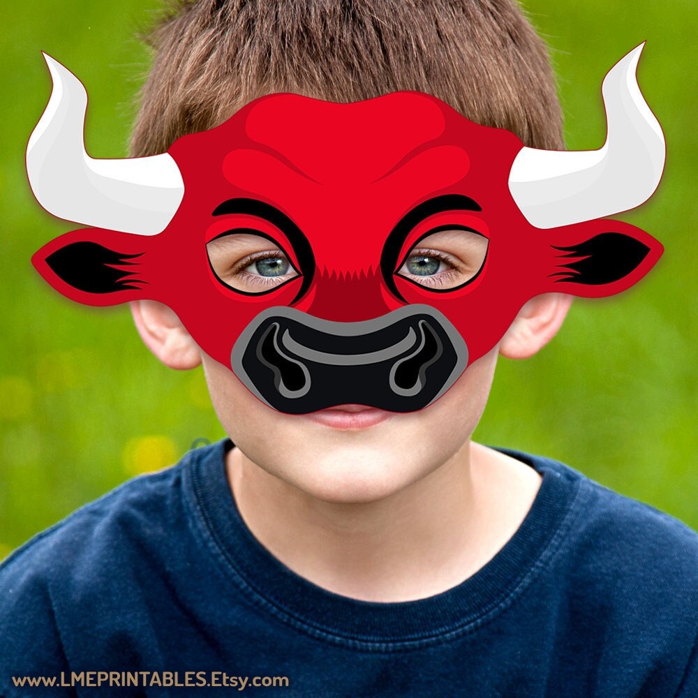 Red Bull Mask Printable Ox Buffalo Costume Halloween Animal Farm Cow ...