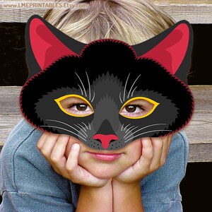 Black Cat Mask Printable Halloween Party Costume Pet Animal Pattern ...
