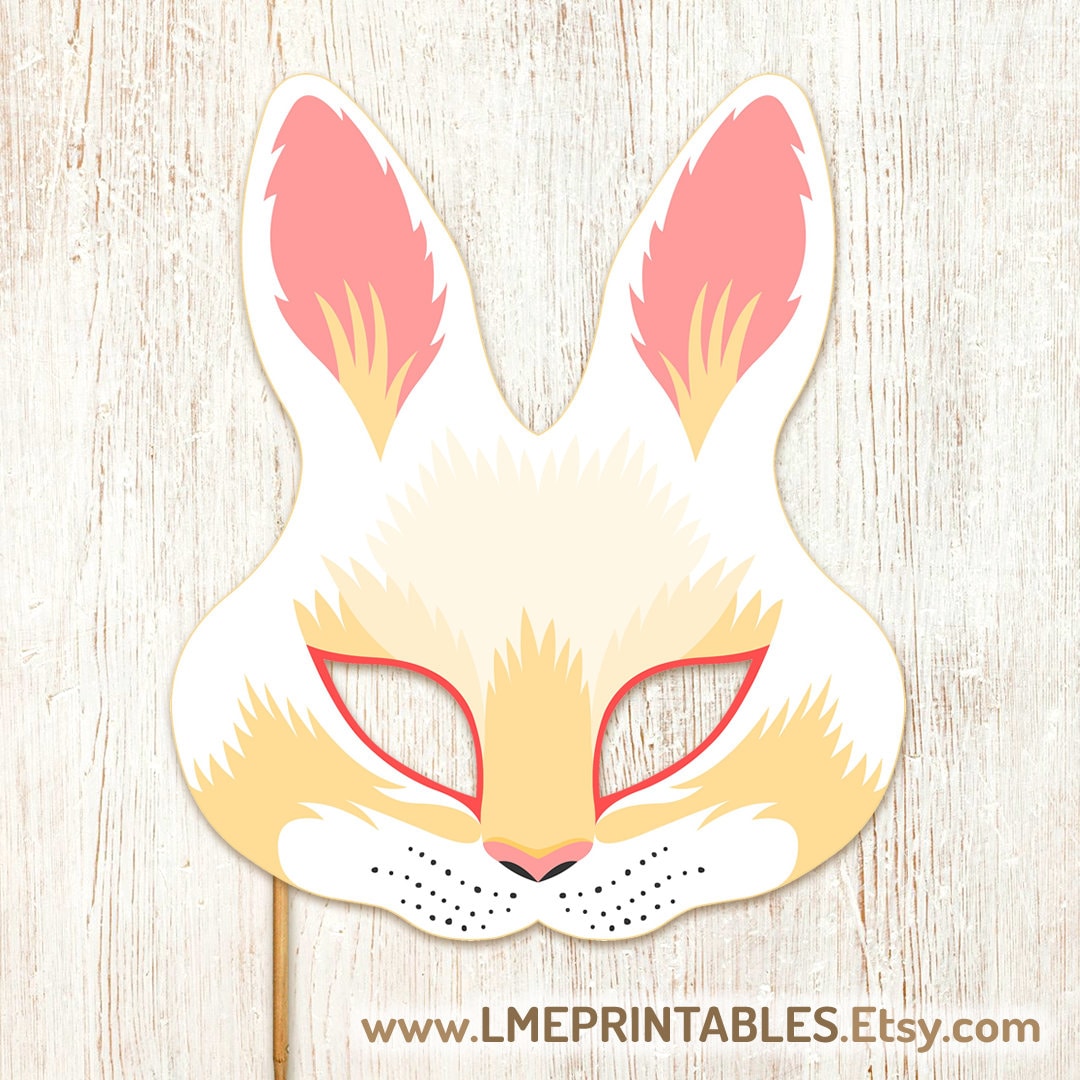 Bunny Rabbit Printable Mask Costume Carnival Rabbit Forest Farm Easter ...