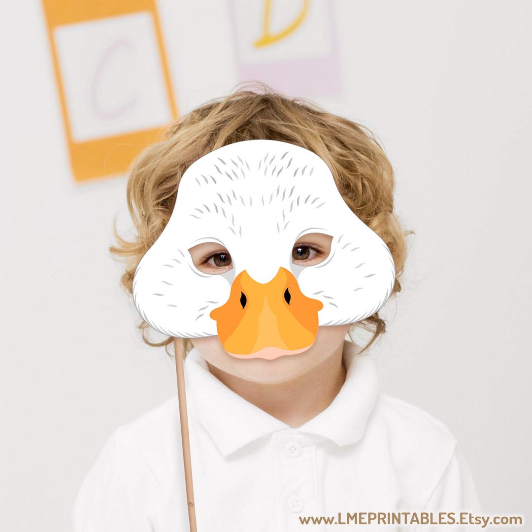 Duck Mask Printable Carnival Costume American Pekin Duck White Bird ...