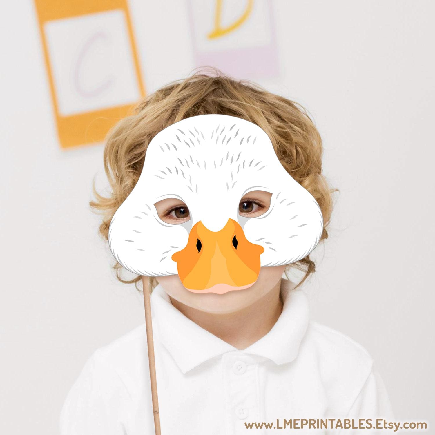 Duck Mask Printable Carnival Costume American Pekin Duck White Bird ...