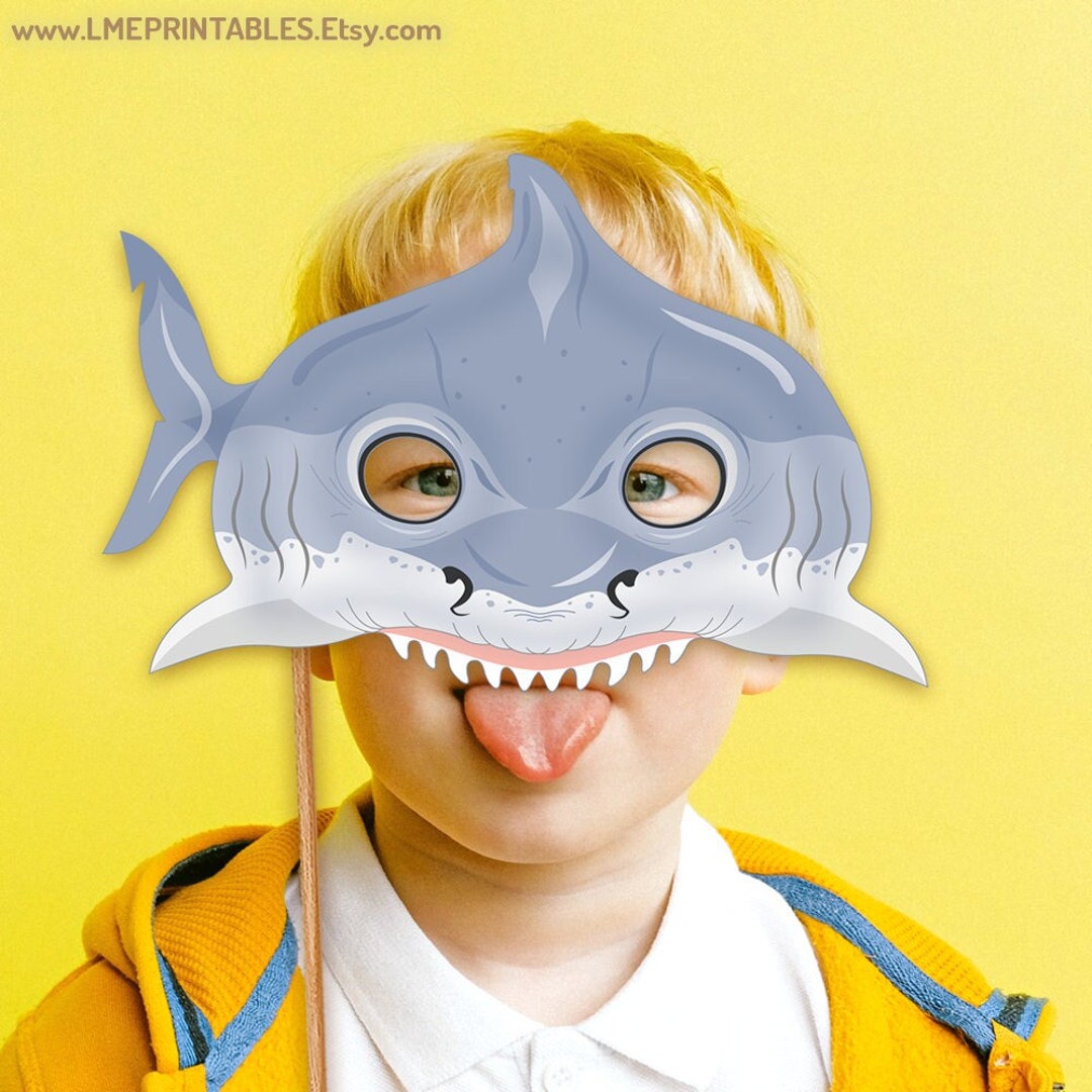 Shark Printable Mask Halloween Costume Fish Pool Party Beach Sea Animal ...