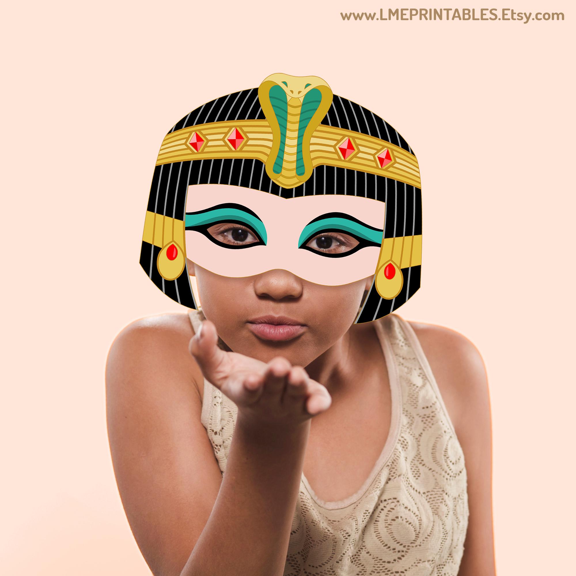 Cleopatra Mask Printable Egyptian Queen Halloween DIY Costume Ancient ...