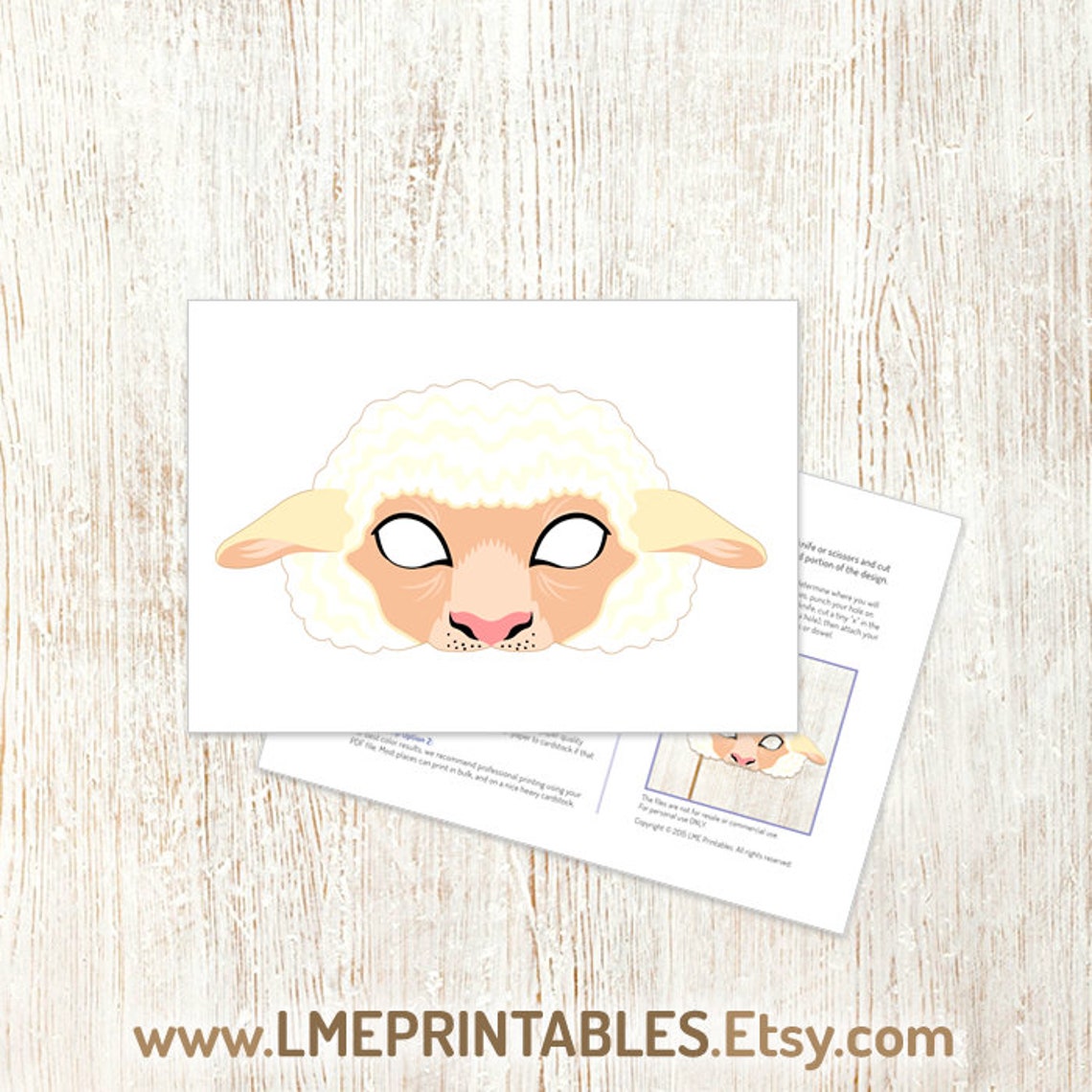 Sheep Printable Mask Halloween Costume White Animal Farm - Etsy