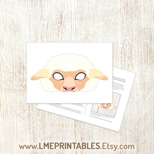 Sheep Printable Mask Halloween Costume White Animal Farm Carnival Lamb ...