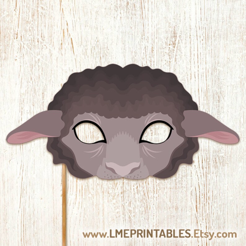Sheep Mask Printable Grey Costume Carnival Halloween Paper Farm Animal ...