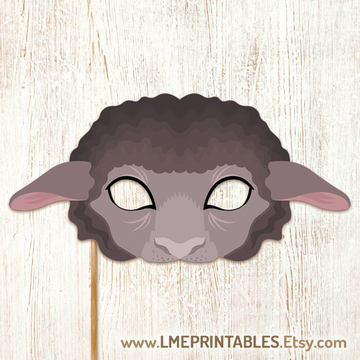 Sheep Mask Printable Grey Costume Carnival Halloween Paper Farm Animal ...